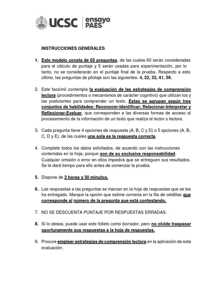 Ensayo PAES Lenguaje 2025 con Respuestas | PDF | Plan de estudios | Vejez