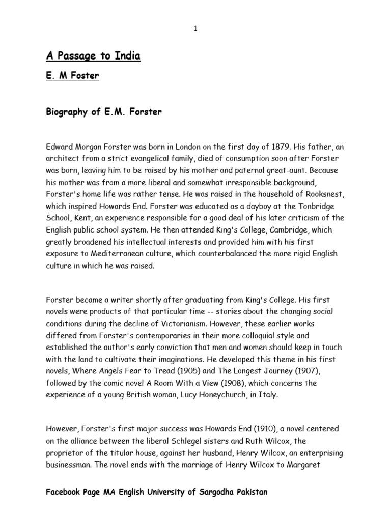 E.M. Forster's A Passage to India Overview | PDF | E. M. Forster