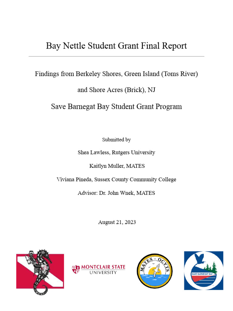 Final Report Bay Nettle Team | PDF | Water | Salinity