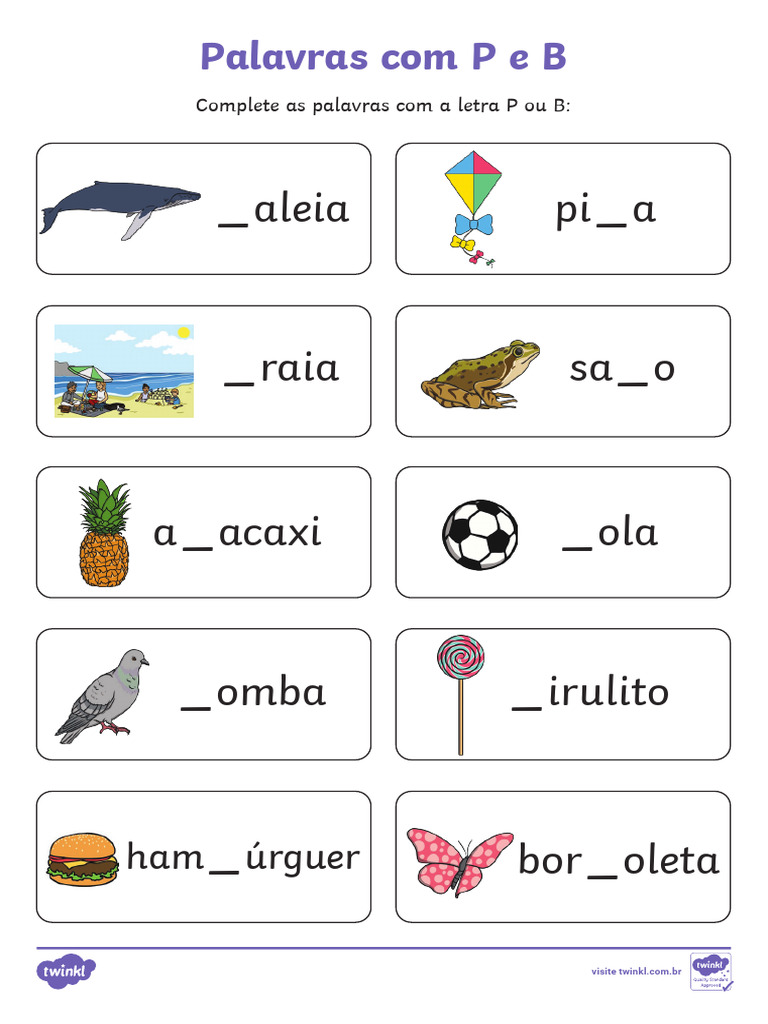 Atividade Com Palavras Com P B | PDF