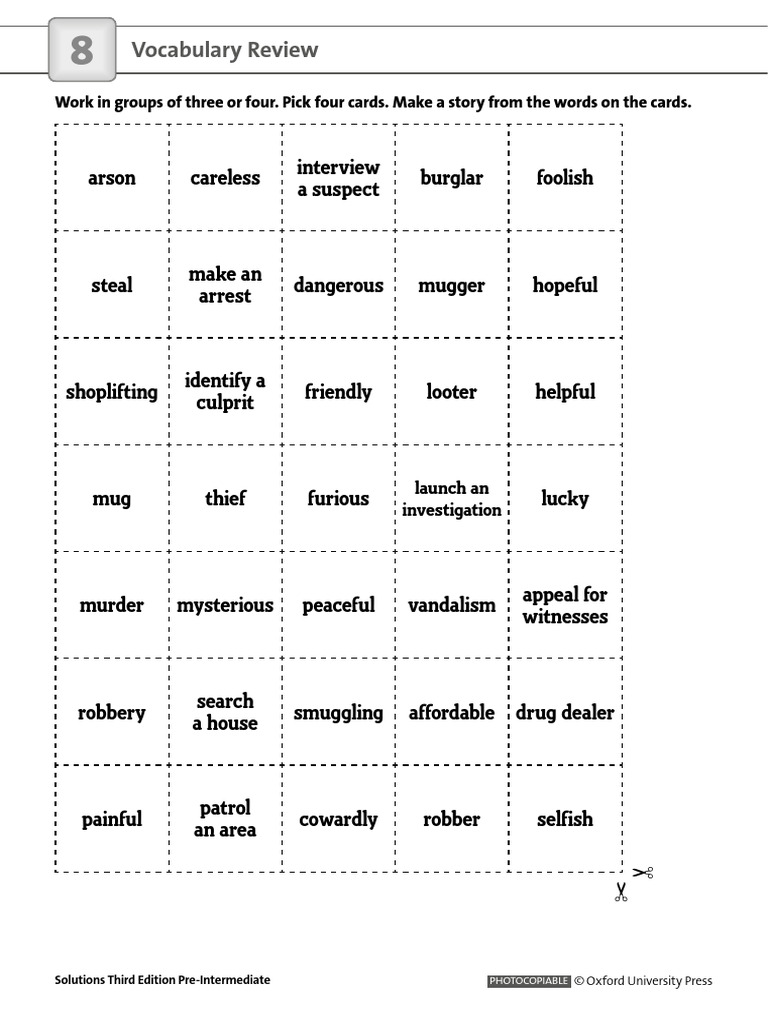 8 Vocabulary Review | PDF | Crimes | Crime & Violence