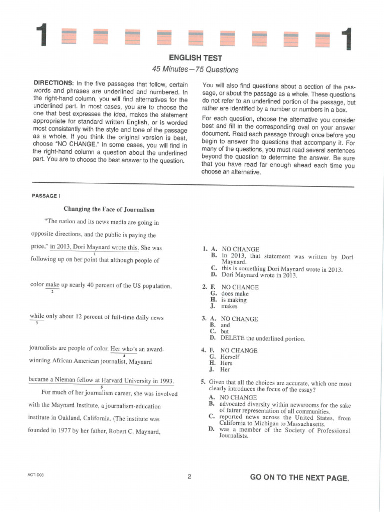 ACT English Review | PDF