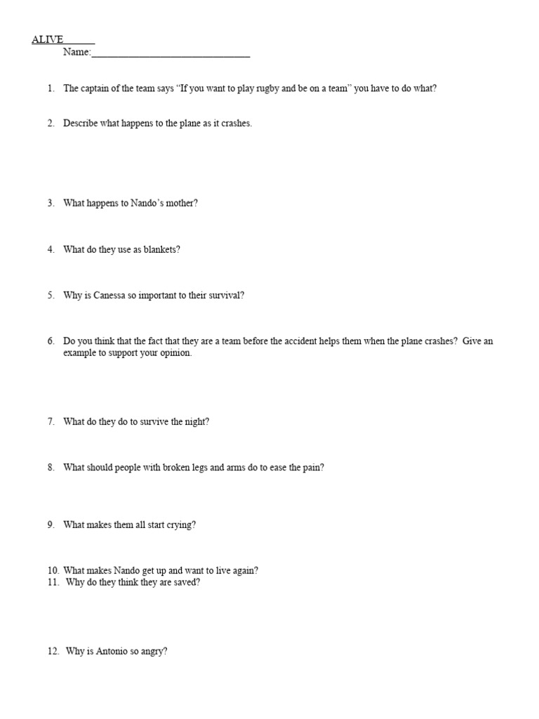 Alive Movie Questions | PDF