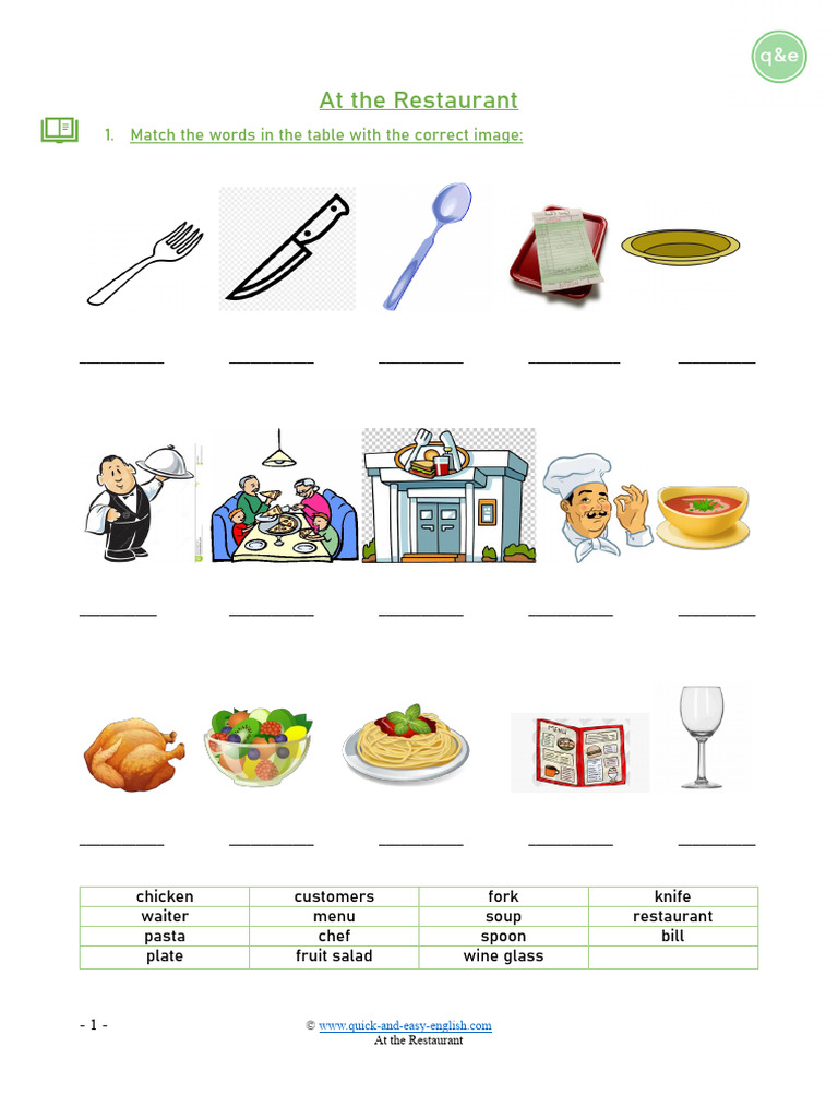 English for Restaurant Visits | PDF | Restaurants | Salad