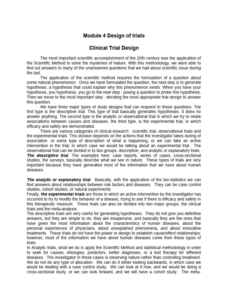 Module 4 Design of Trials Clinical Trial Design | PDF | Cohort Study ...