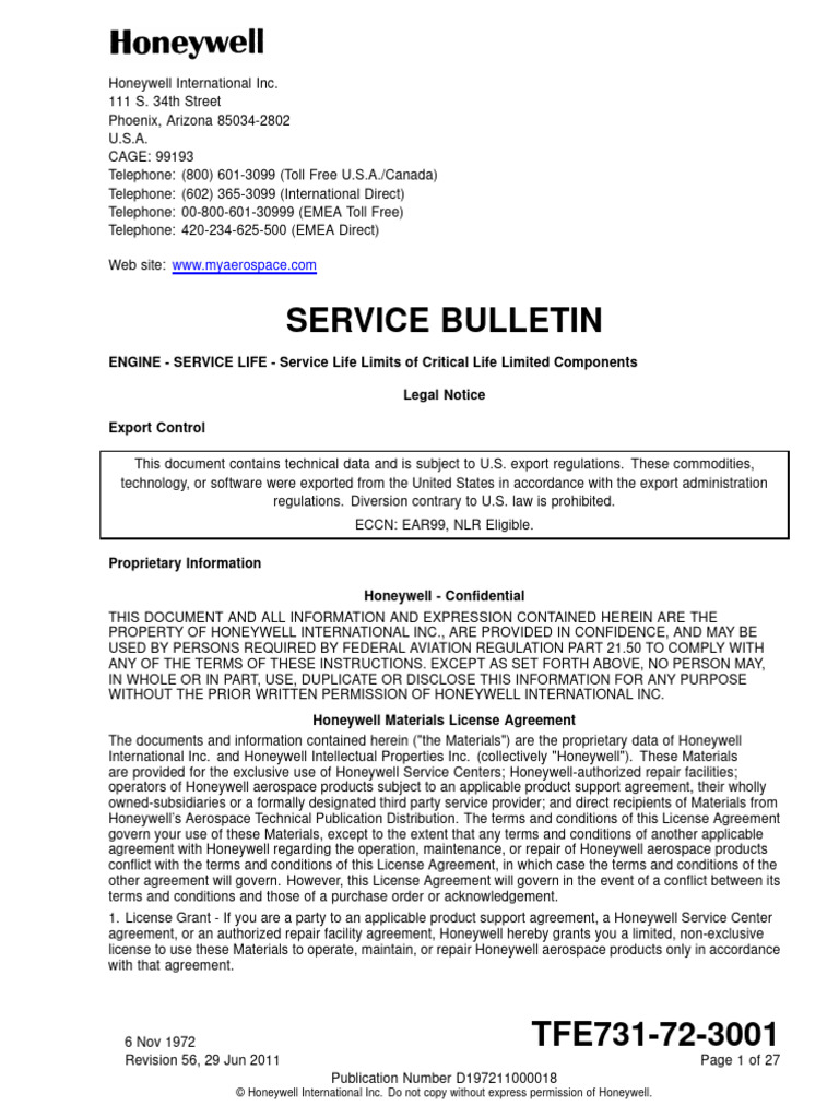 SB 72-3001 R56. Service Life Limits | PDF | License | Tort