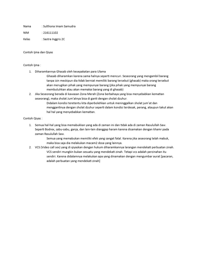 Contoh Ijma dan Qiyas | PDF