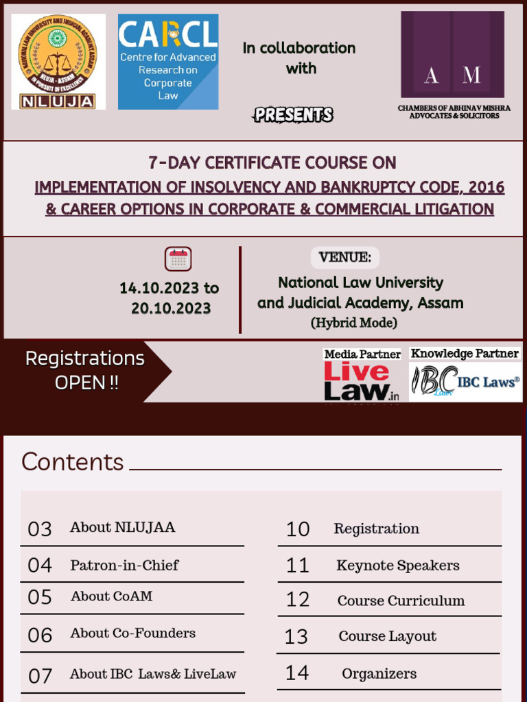 Brochure-Exclusive For IBC Laws - AAmended | PDF | Bankruptcy | Lawyer