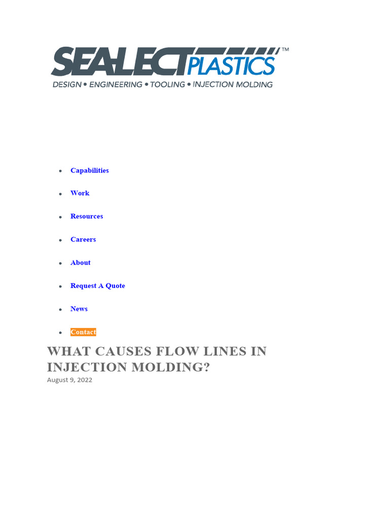 What Causes Flow Lines in Injection Molding | PDF | Physical Sciences ...