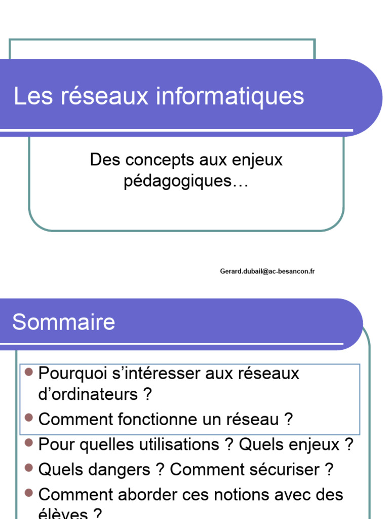 Les Réseaux Informatiques: Des Concepts Aux Enjeux Pédagogiques | PDF | Sauvegarde (informatique ...