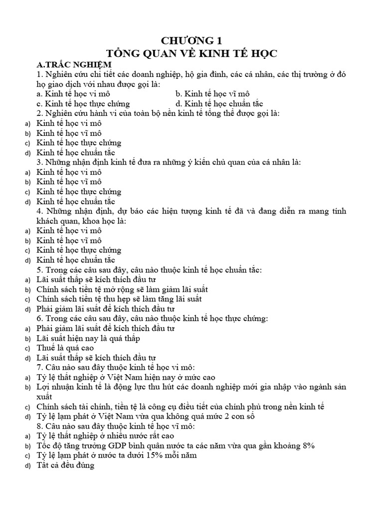 (123doc) - Bai-Tap-Kinh-Te-Vi-Mo-Chuong-1-2-3 | PDF