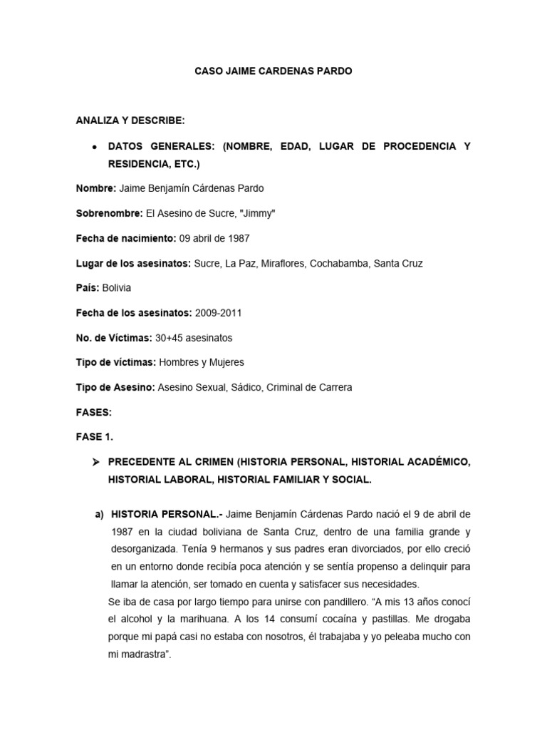 CASO JAIME CARDENAS PARDO | PDF | Psicopatía | Empatía