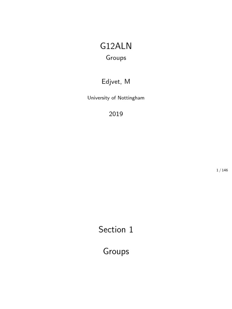 Groups Slides | PDF | Index Of A Subgroup | Group (Mathematics)