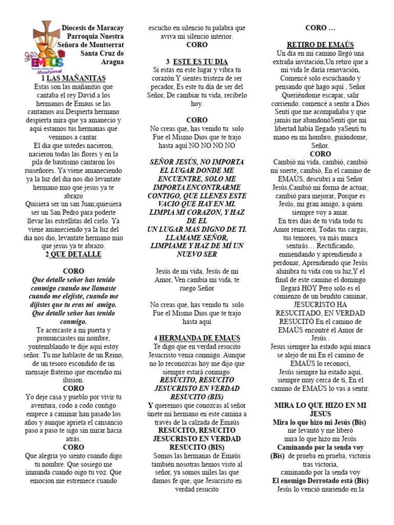 Palanca Cancions Emaús | PDF | Cristo (título) | Jesús