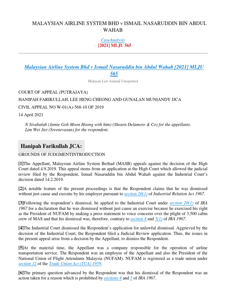 Malaysian Airline System BHDV Ismail Nasaruddin | PDF | Employment ...