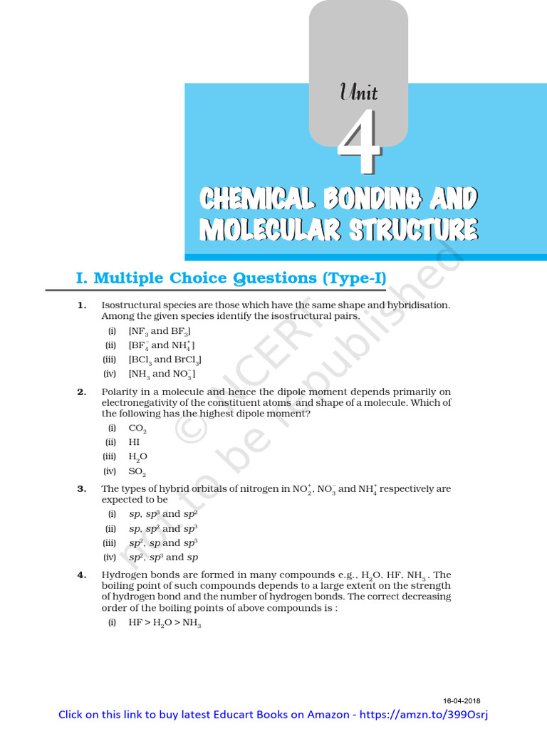 Chemical Bonding and Molecular Structure | PDF | Chemical Bond | Molecules
