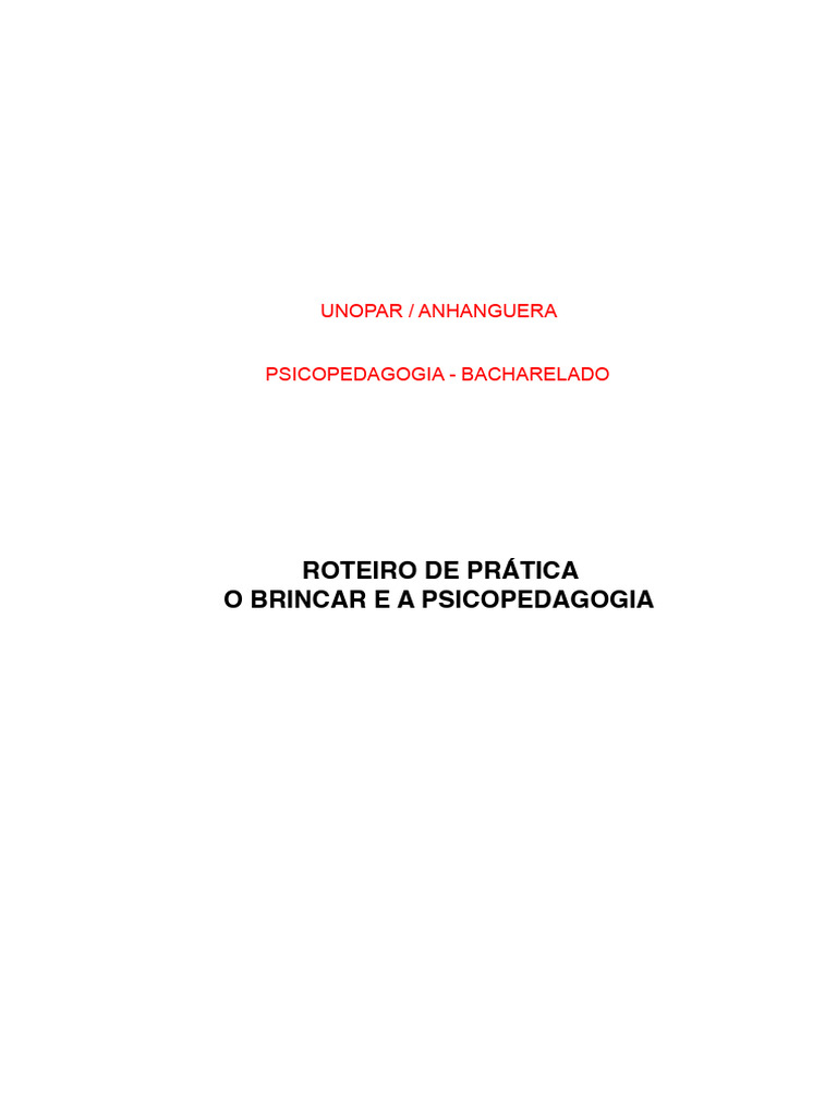 Portfólio - o Brincar e A Psicopedagogia - Dhaphinne Onuma | PDF | Aprendizado | Brinquedos