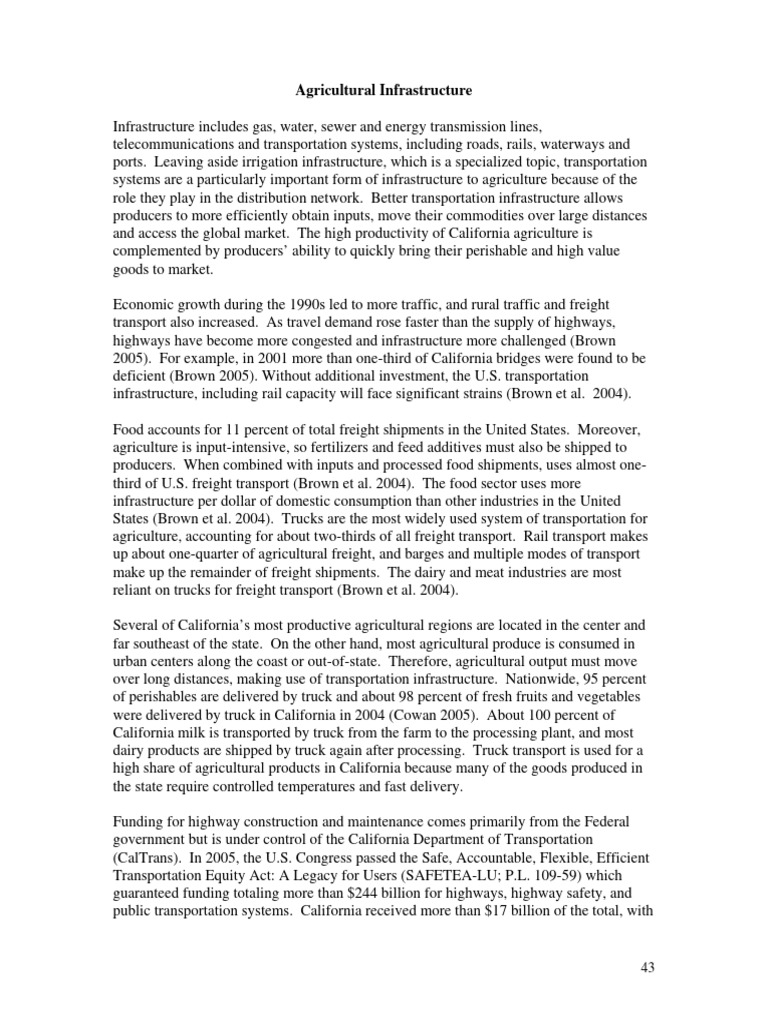 Agricultural Infrastructure | PDF | Infrastructure | Transport