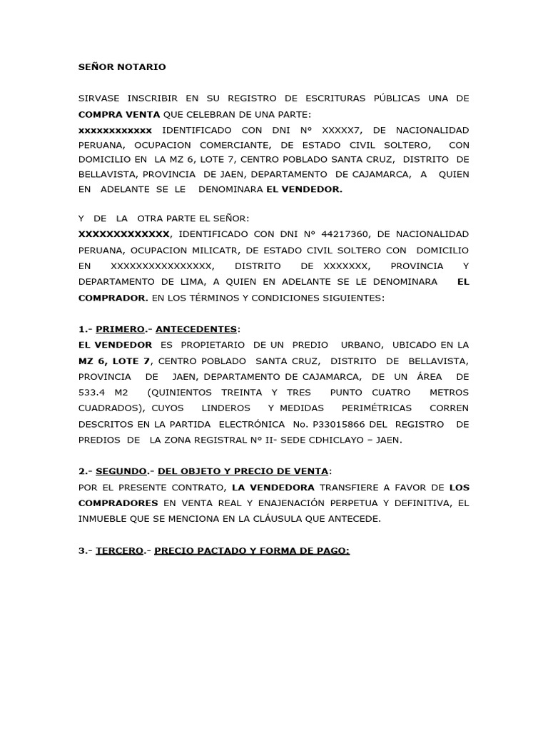 MINUTA Modelo | Descargar gratis PDF | Propiedad | Justicia