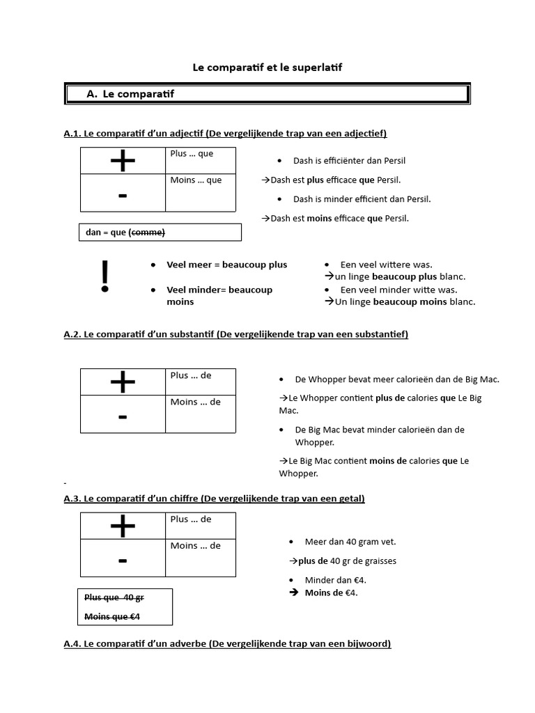 Comparatif et Superlatif en Français | PDF | Morphologie linguistique ...