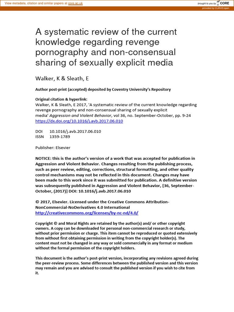 A Systematic Review of The Current Knowledge Regarding Revenge Pornography and Non-Consensual ...