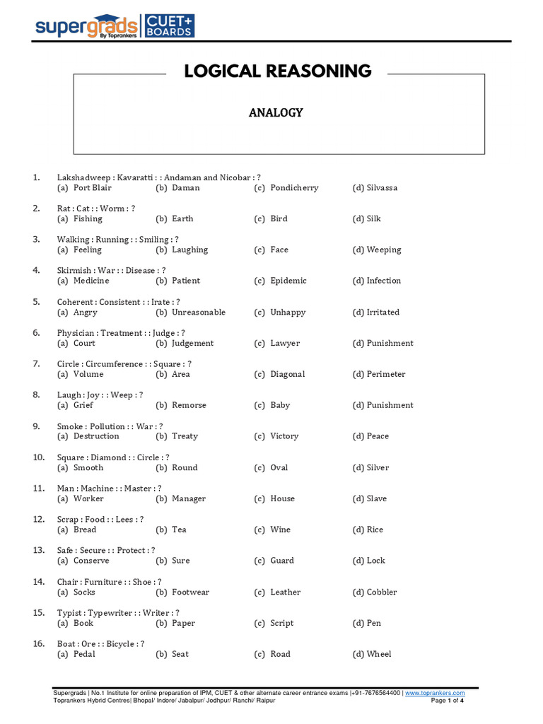 CUET-Logical Reasoning-Analogy | PDF