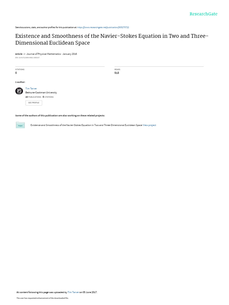 Existence and Smoothness of The Navier-Stokes Equation in Two and Three Dimensional Euclidean ...