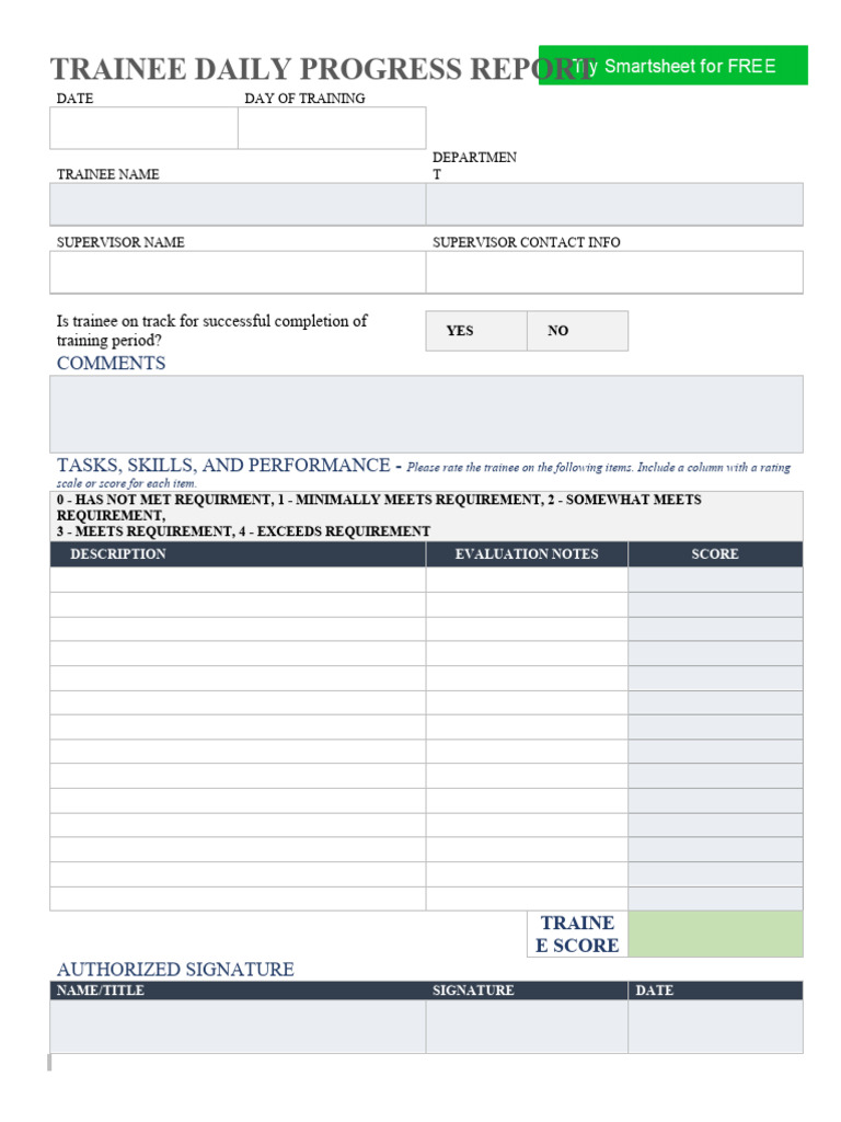 IC Trainee Daily Progress Report 11246 - WORD | PDF