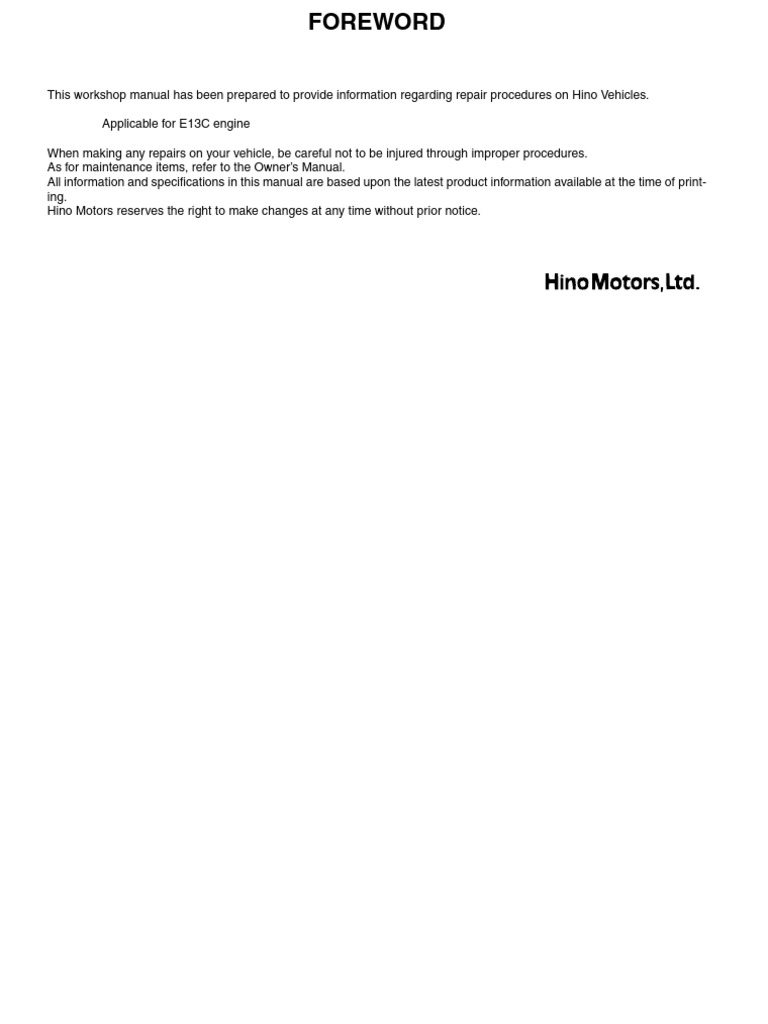 Hino Ec13 Engine Workshop Manual | PDF | Electrical Connector | Screw