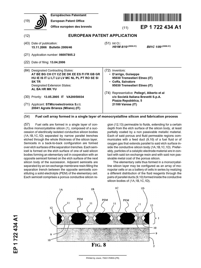 Fuel Cell Array Formed in A Single Layer of Monocrystalline Silicon and ...