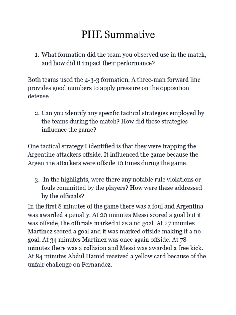 PHE Summative | PDF | Forward (Association Football) | Lionel Messi
