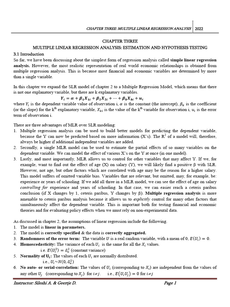 CH-3-Multiple Linear Regression | PDF | Ordinary Least Squares | Regression Analysis