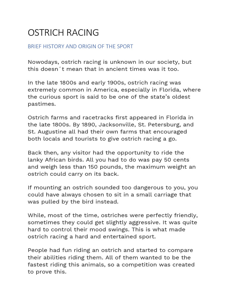 Ostrich Racing | PDF | Cooking, Food & Wine