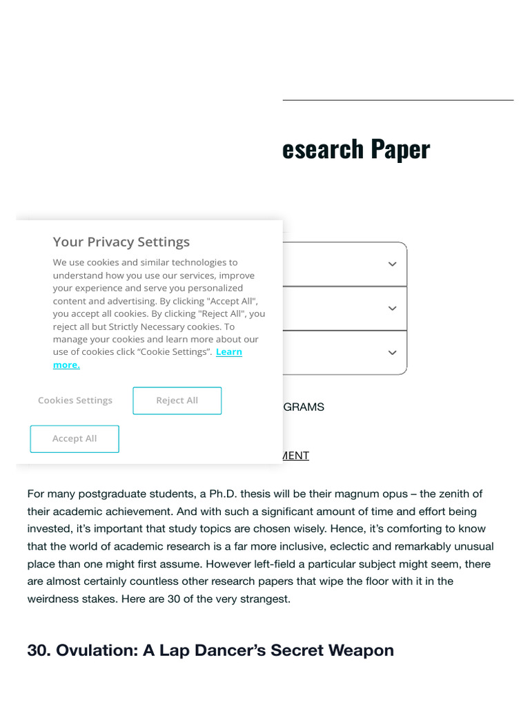 30 of The Most Bizarre Research Paper Topics of A | PDF | Memory ...