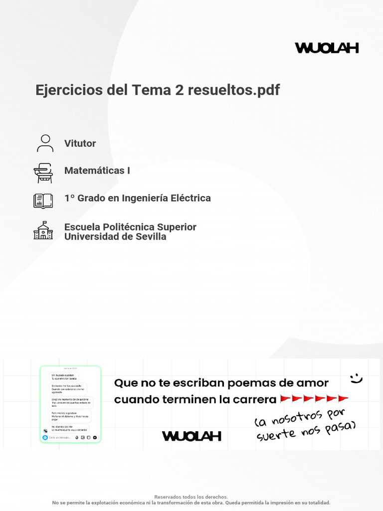 Wuolah-Free-Ejercicios Del Tema 2 Resueltos | PDF | Espacio vectorial | Ecuaciones