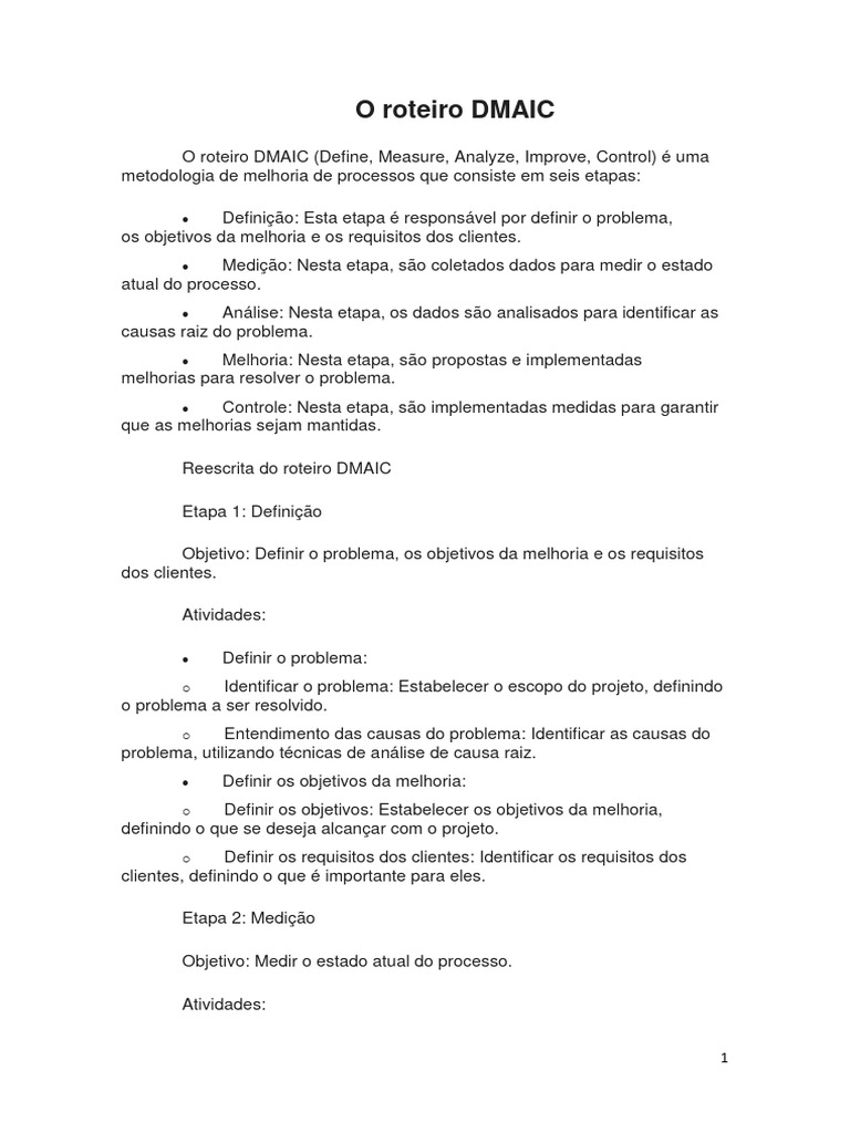 Metodologia DMAIC: Etapas e Aplicações | PDF | Seis Sigma