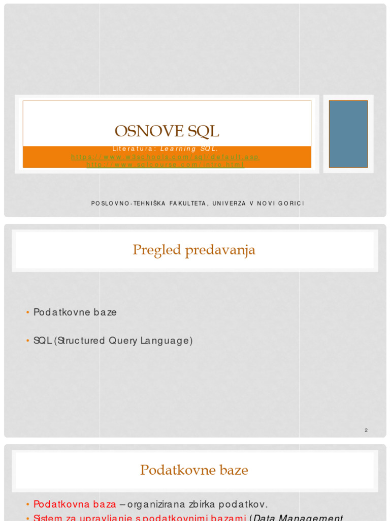 (9-10) Osnove SQL | PDF