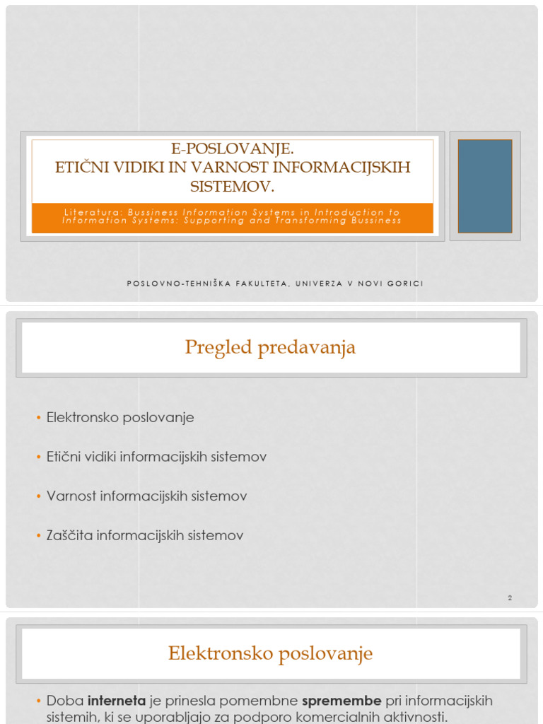 E-Poslovanje. Etika in Varnost Is. | PDF