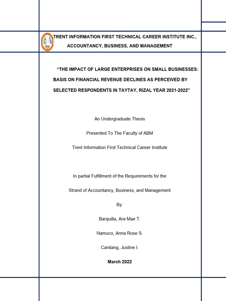 Impact of Large Enterprises on Small Businesses | PDF | Employment ...