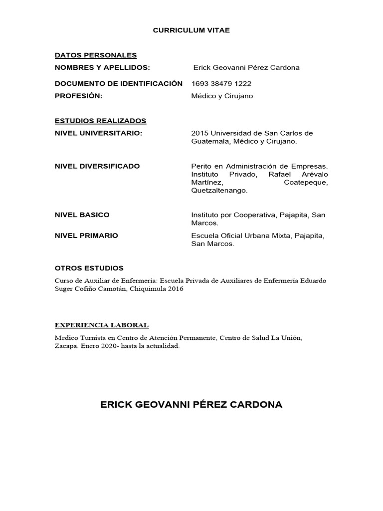 Erick Geovanni Pérez Cardona | PDF