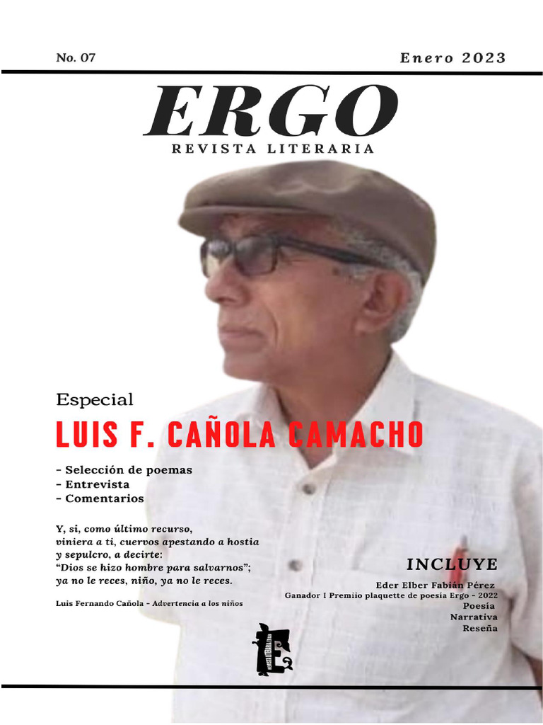 Revista Literaria ERGO #07 Luis F. Cañola Camacho PDF | PDF | Perú | Poesía