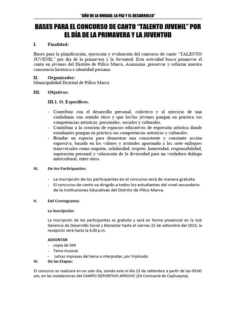 Bases para El Concurso de Canto | PDF | Arte
