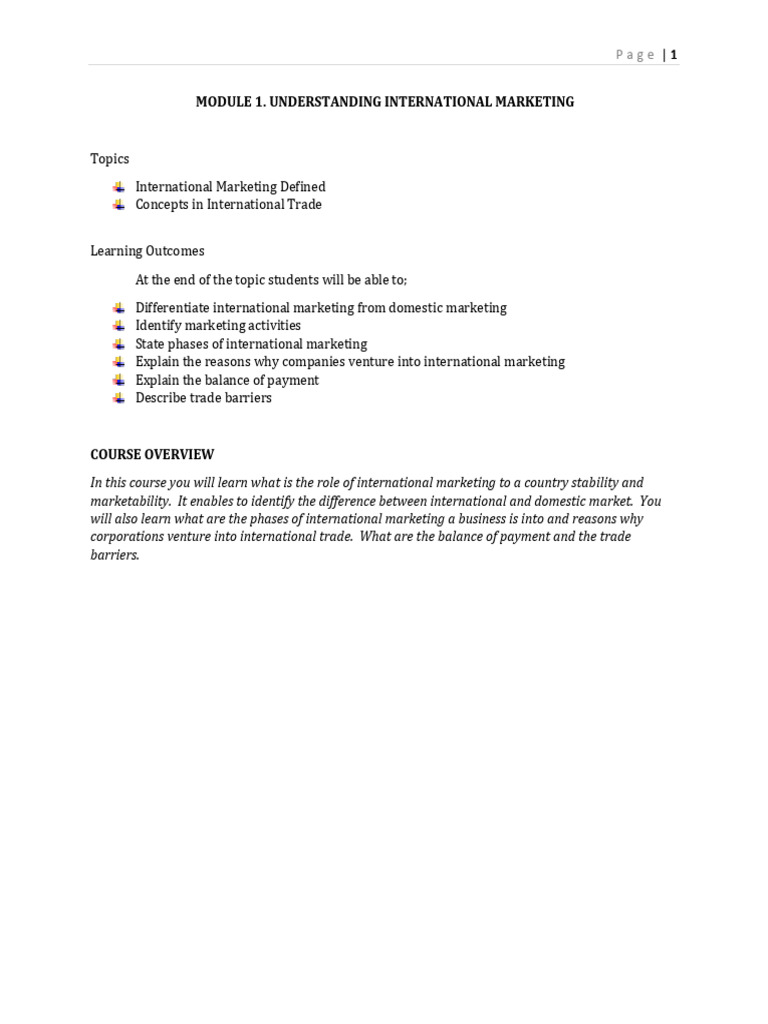 Module 1.1 Understanding International Marketing | Download Free PDF | Marketing | Balance Of ...
