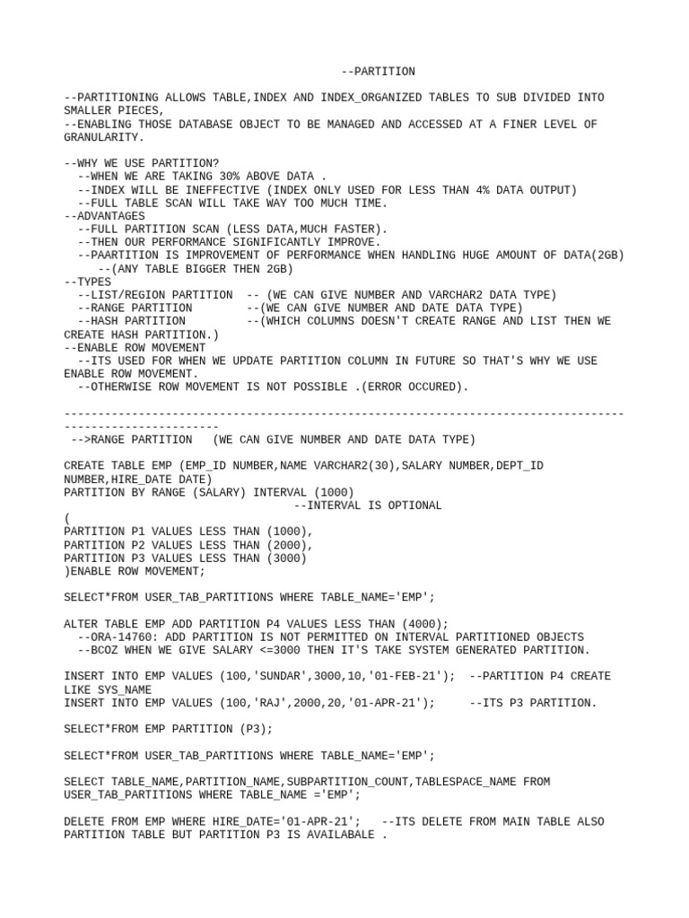 Table Partition | PDF | Database Index | Databases