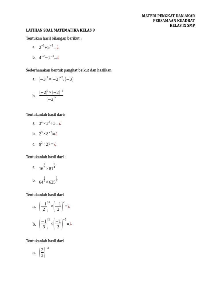 Latihan Soal Praujian Matematika Kelas 9 | PDF | Metode & Bahan Ajar