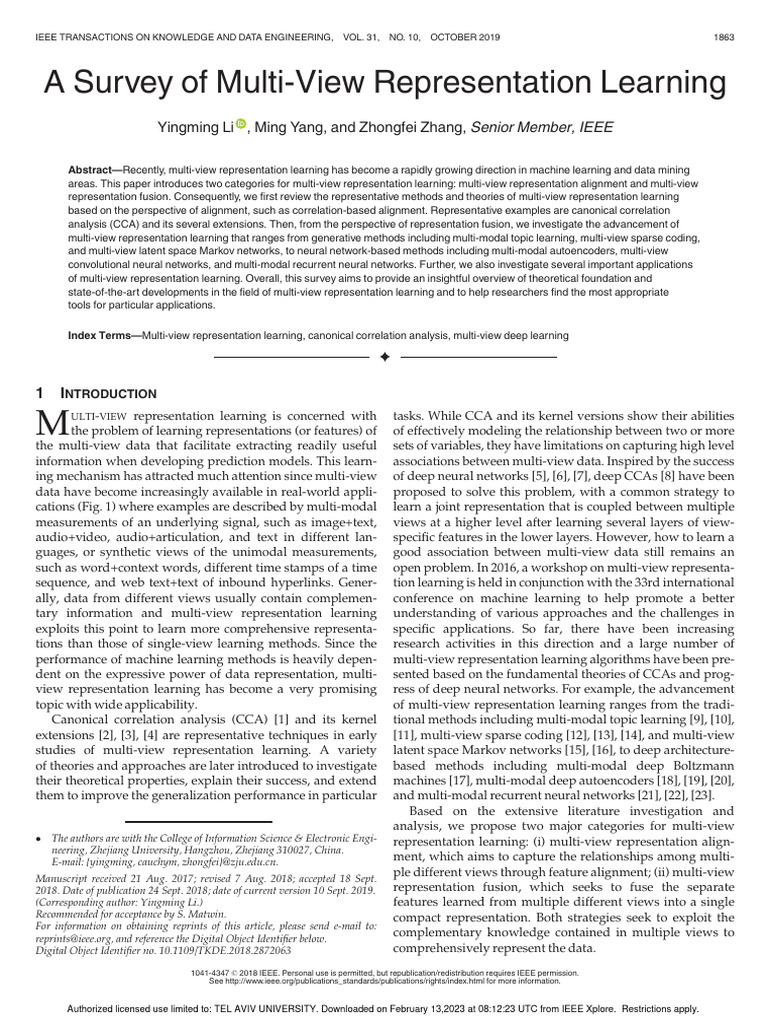 A Survey of Multi-View Representation Learning | PDF | Principal Component Analysis | Machine ...