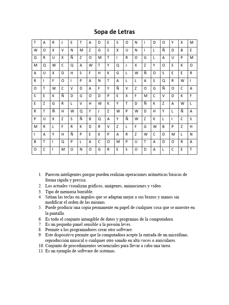 Sopa de Letras - Introduccion A La Computacion | PDF
