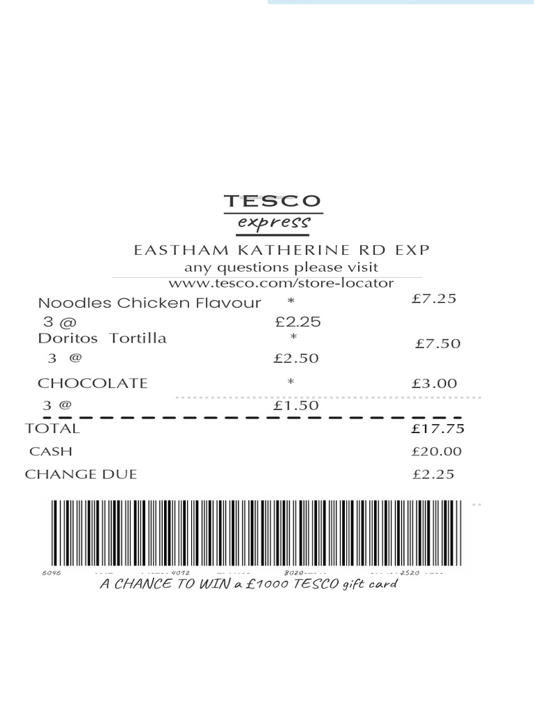 Tesco Express Receipt Summary | PDF