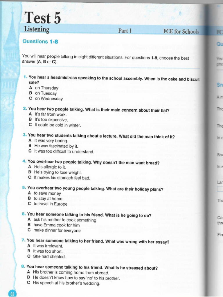 Listening Test 5 Simply Fce 8 | PDF
