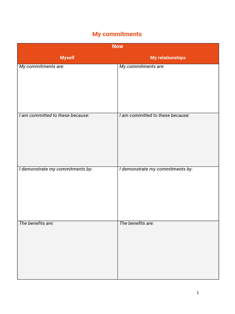 My Commitments Worksheet | PDF